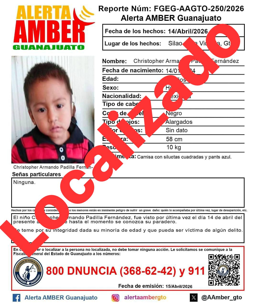 Localizan sin vida a Christopher, niño de 2 años desaparecido en Silao